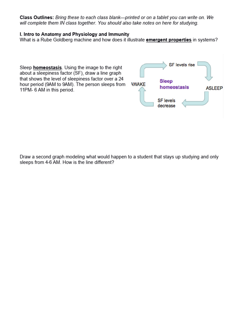 Anatomy and Physiology Class Outline | PDF