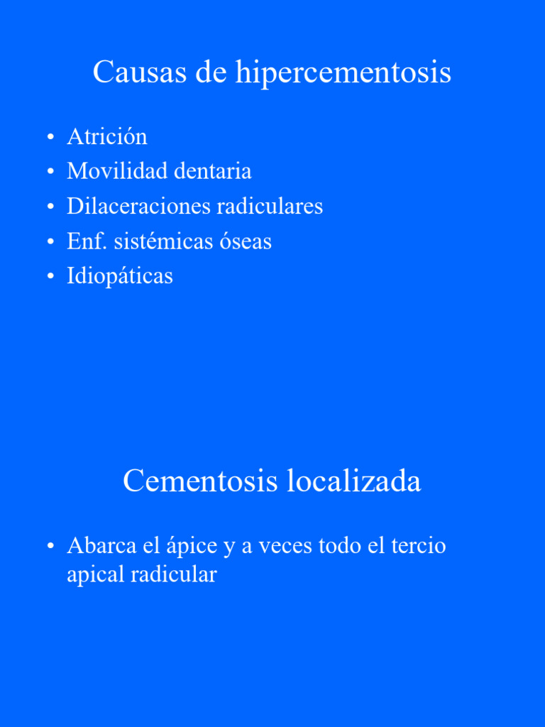 Causas y tipos de hipercementosis dental | PDF