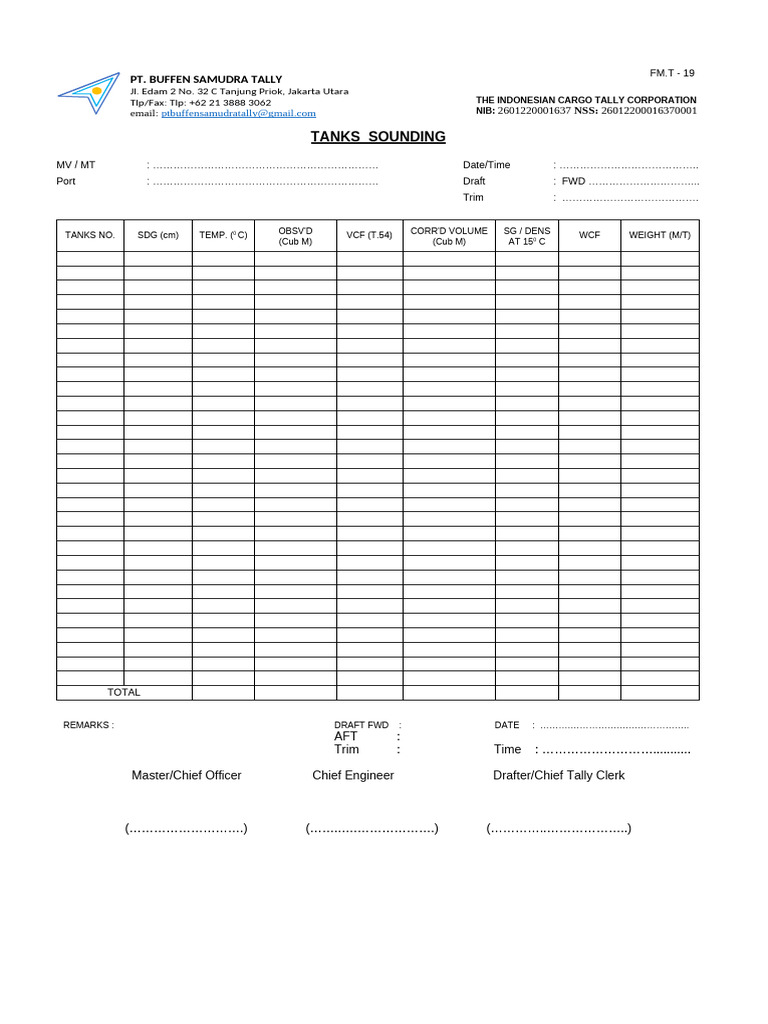 Tank Sounding Report Template | PDF
