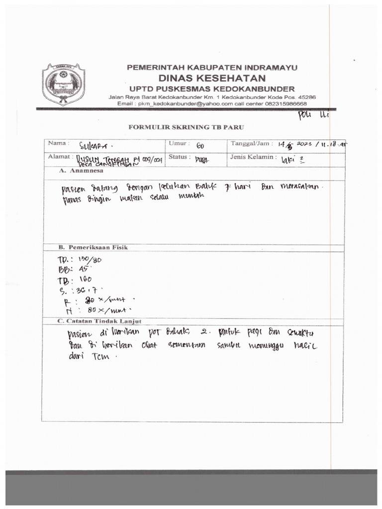 Form Skrining TB Paru | PDF