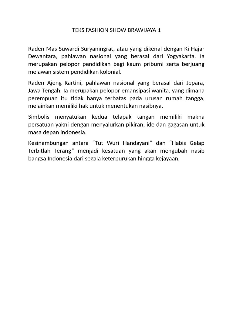 Teks Fashion Show Brawijaya 1 | PDF
