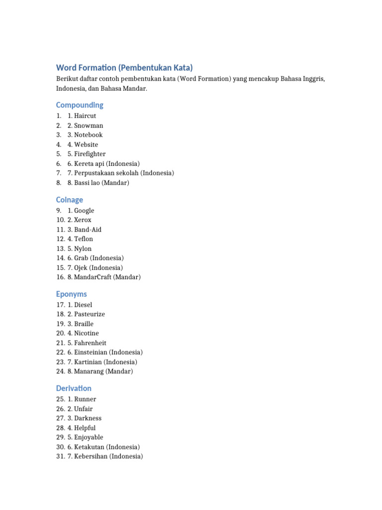 Word Formation Andi Nehru | PDF