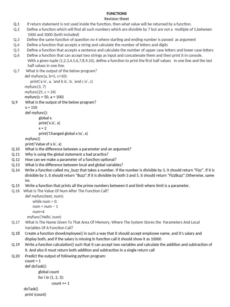 Class 12 CS HHW Worksheet 1 | PDF | Parameter (Computer Programming ...