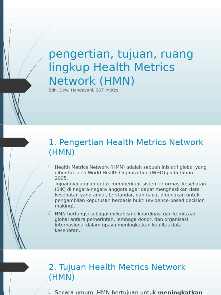 Pert. 12 Pengertian, Tujuan, Ruang Lingkup Health Metrics | PDF