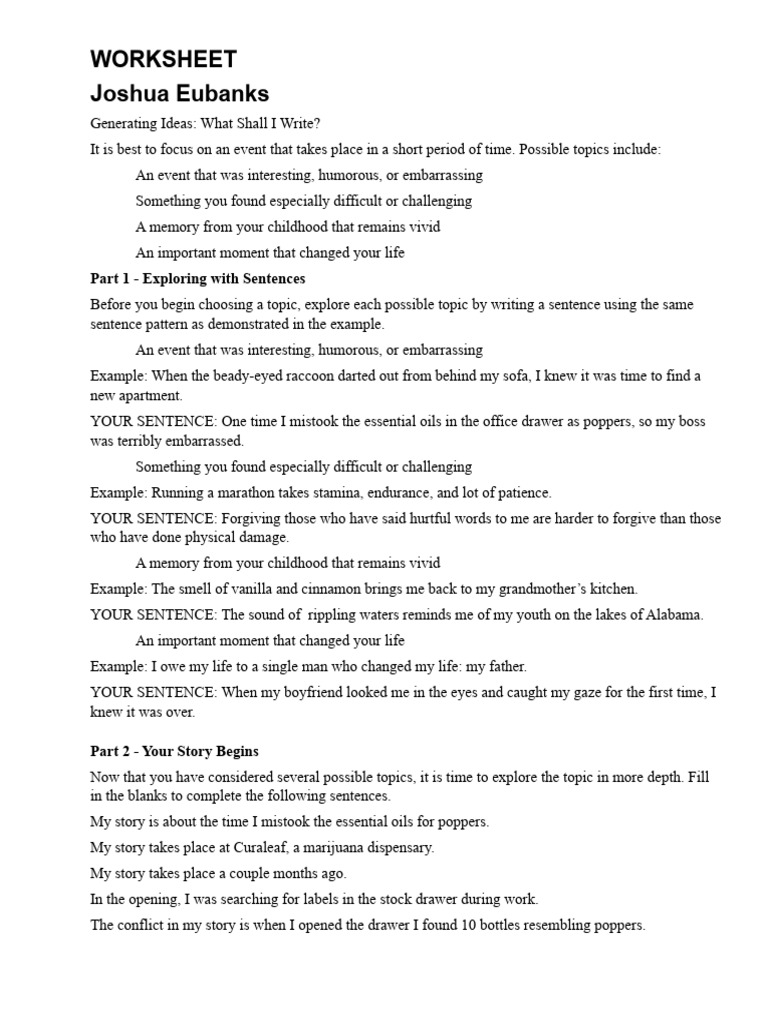 Week One Worksheet ReUploaded | PDF