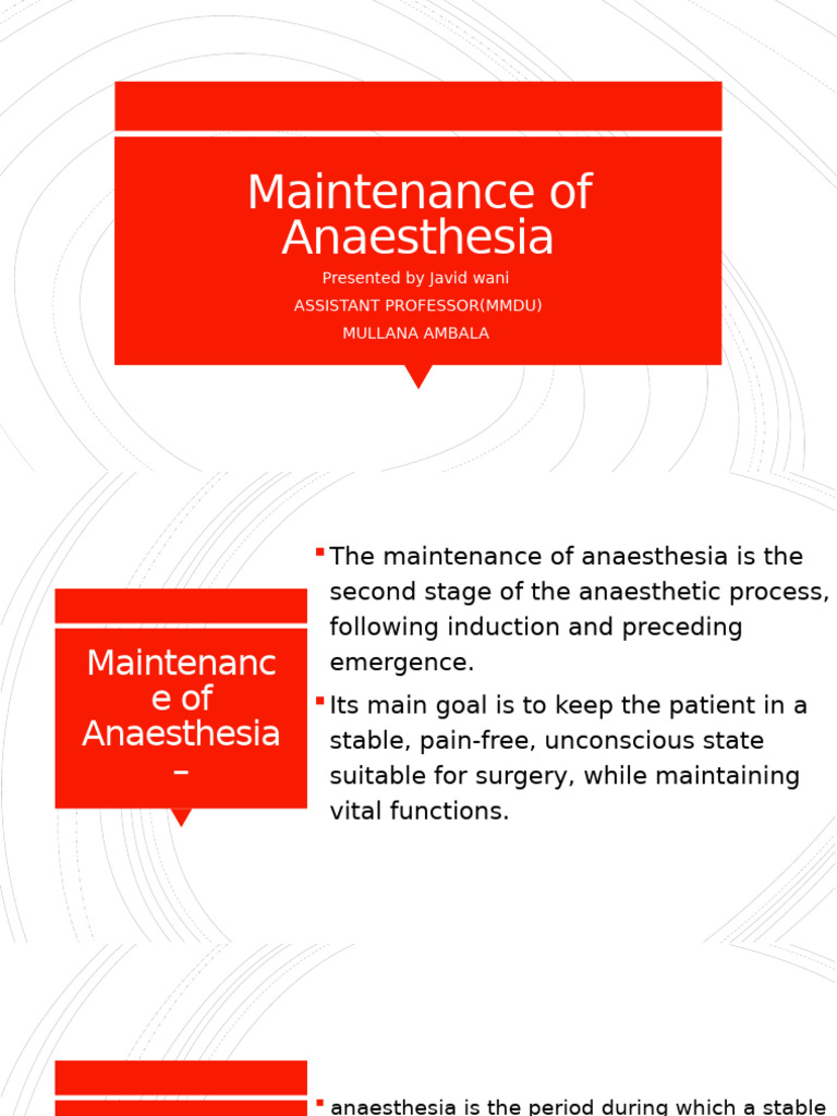 Maintenance of Anaesthesia | PDF | Anesthesia | Medicine