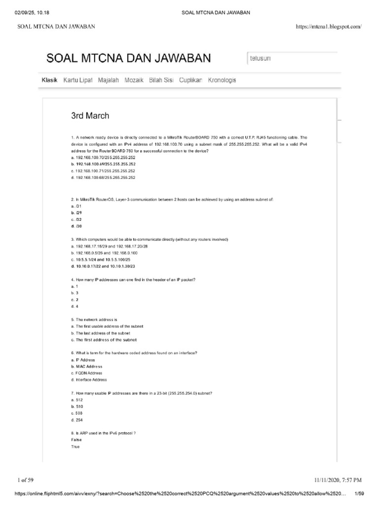 Soal Mtcna Dan Jawaban | PDF
