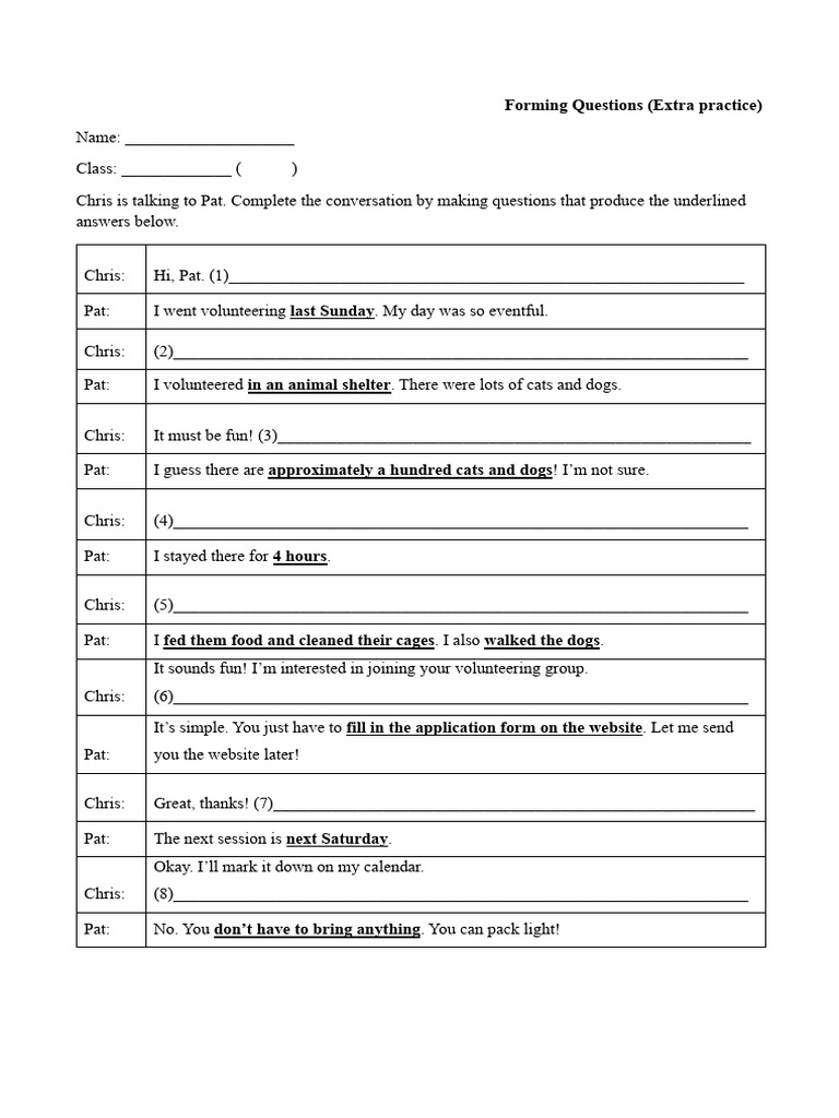 Practice Forming Questions in Conversations | PDF