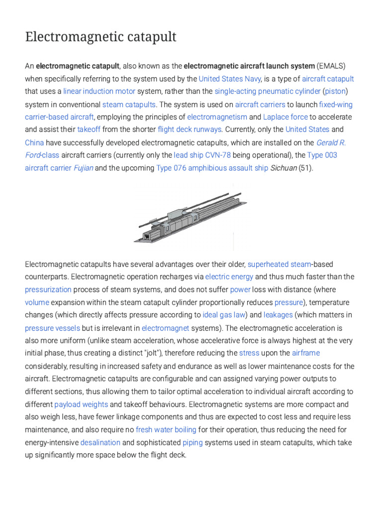 Electromagnetic Catapult - Wikipedia | PDF | Warships | Military Technology