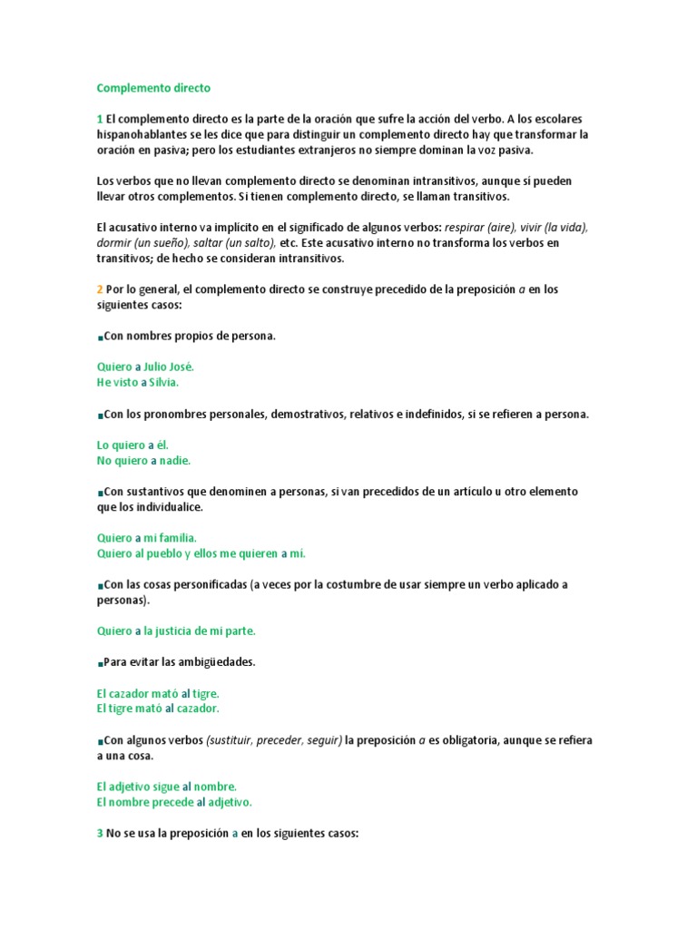 Complementos Directo e Indirecto Explicados | PDF | Objeto (gramática ...