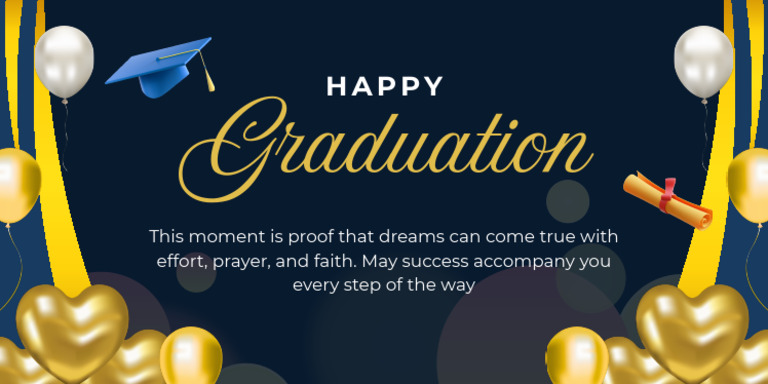 Blue and Gold Elegant Happy Graduation Banner Landscape | PDF