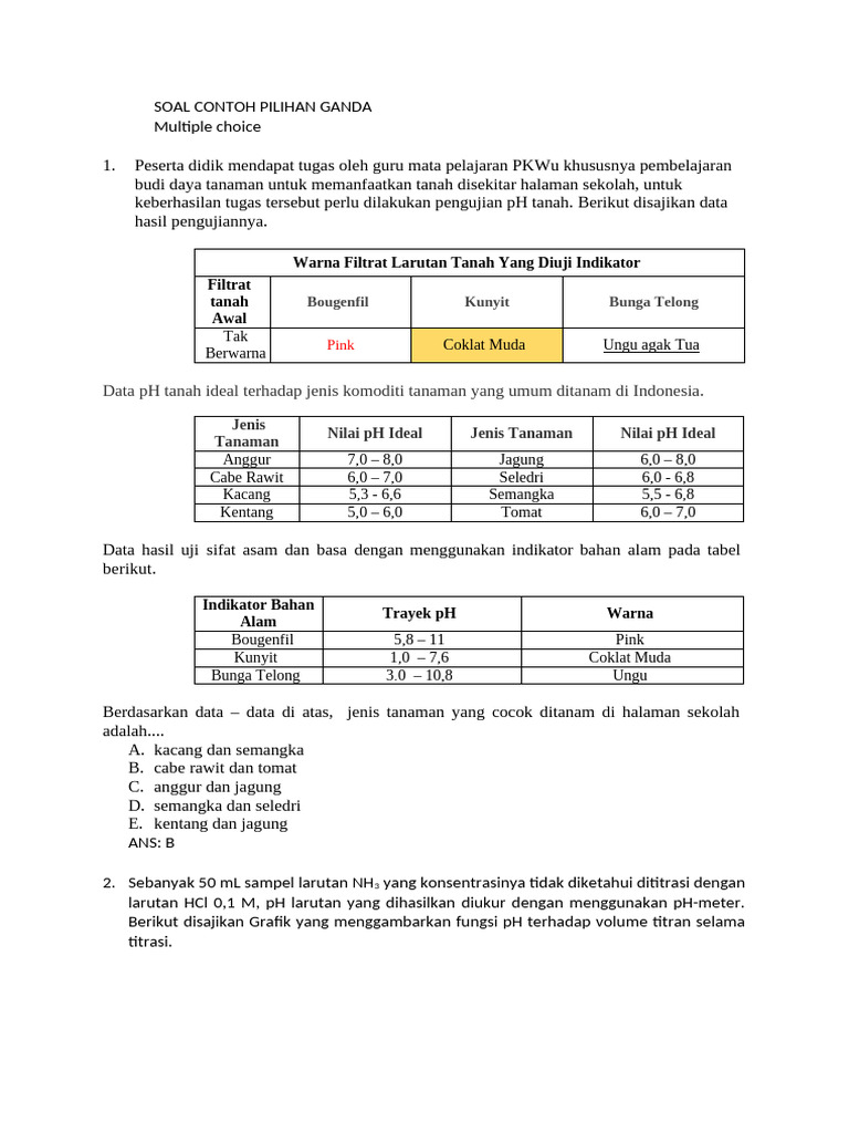 Contoh Soal Pilihan Ganda | PDF