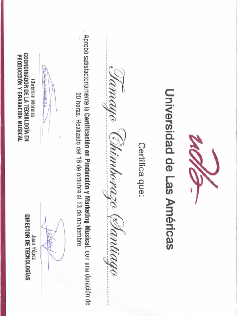 Certificado UDLA | PDF