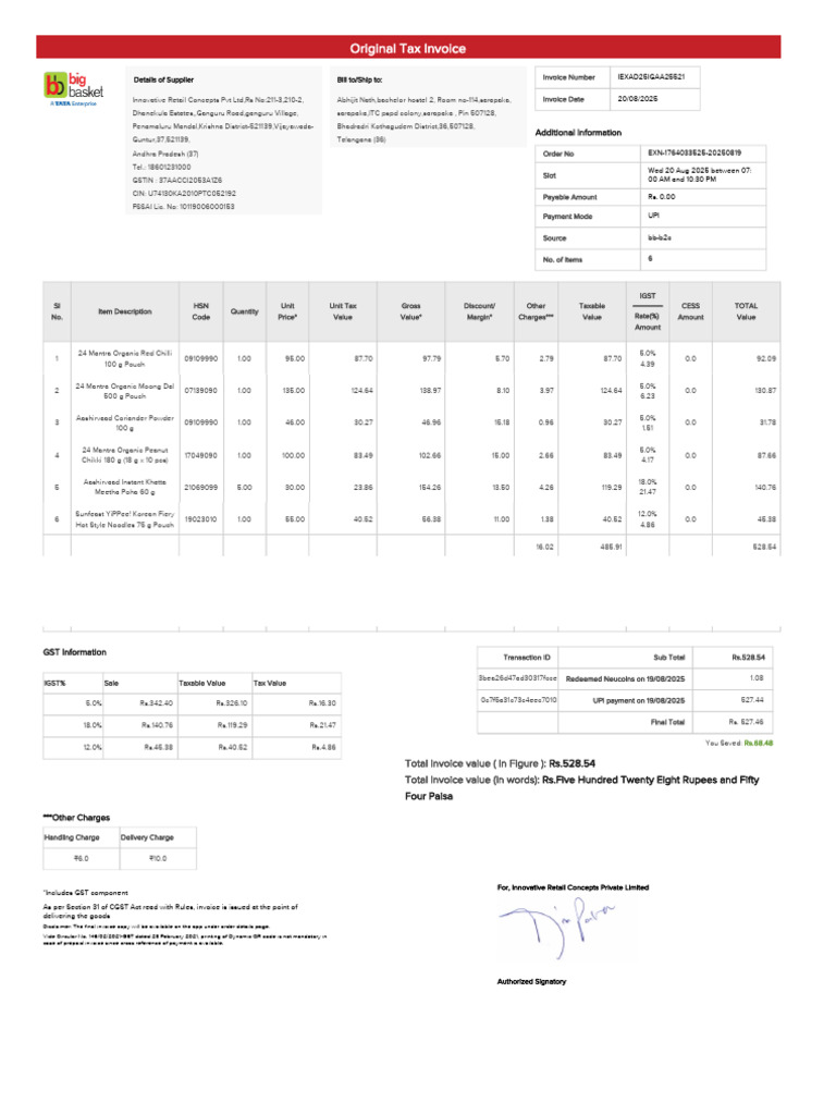 Invoice From BB 1764033525 | PDF | Invoice | Rupee