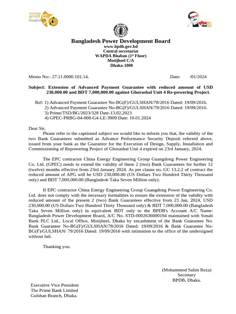 Letter To All 01.01.2024 | PDF | Bangladesh | Economy Of Asia