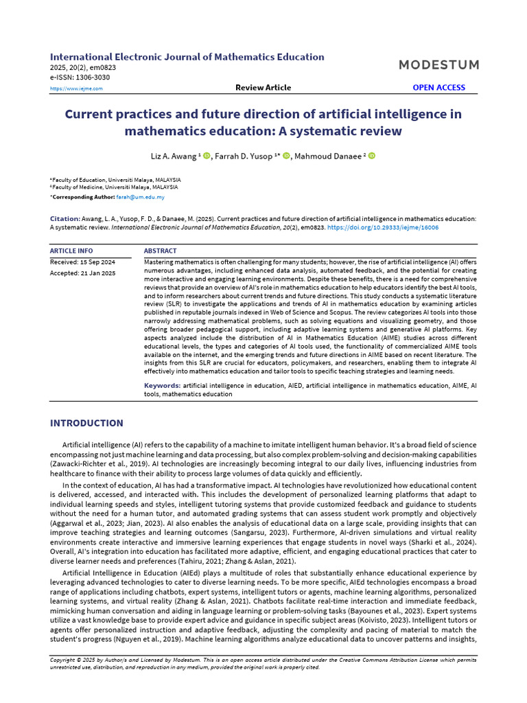 Current Practices and Future Direction of Artificial Intelligence in ...