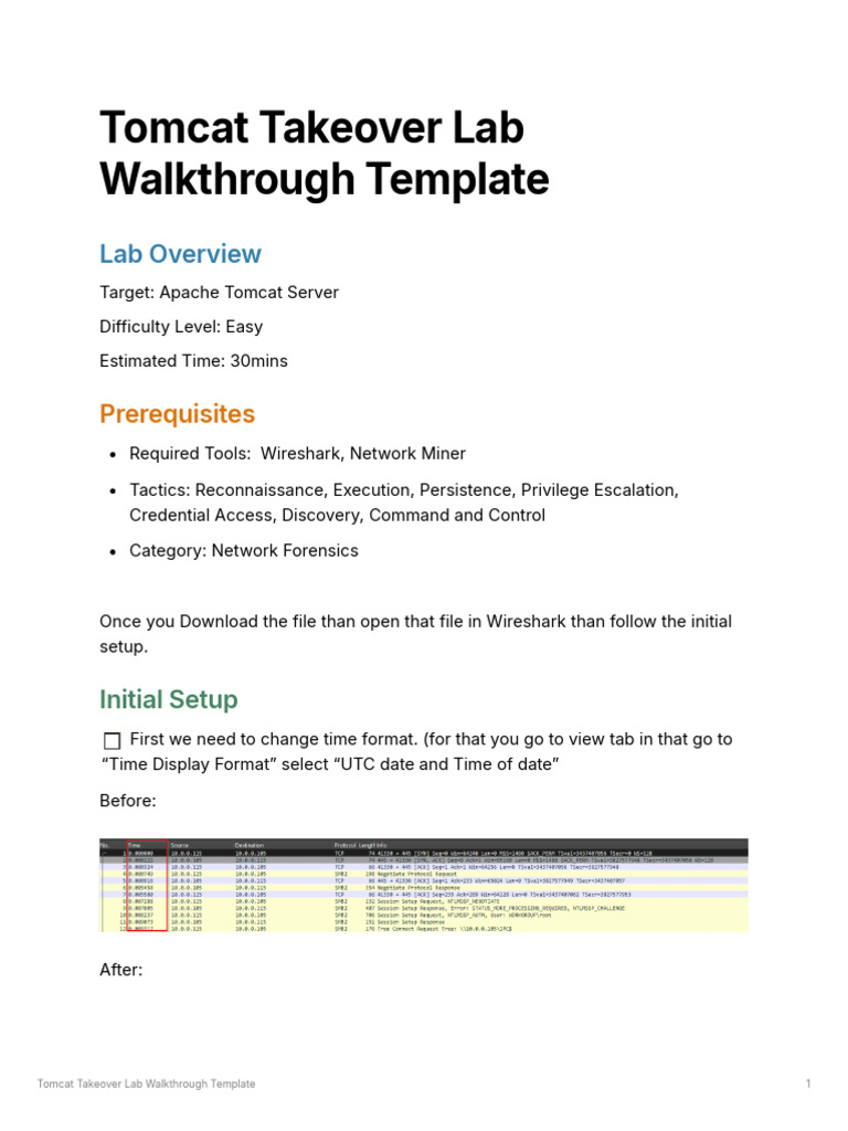 Tomcat Takeover Lab Walkthrough Template | PDF | Port (Computer ...