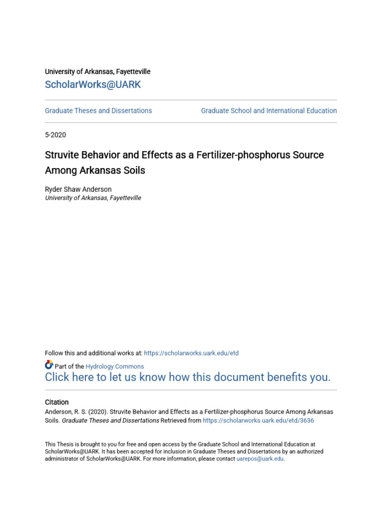 Anderson 2020 Struvite Behavior and Effects As A Fertilizer-Phosphorus ...
