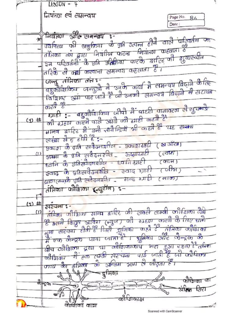 Class 10 Science Chapter 7 Control and Coordination Notes in Hindi 001 ...