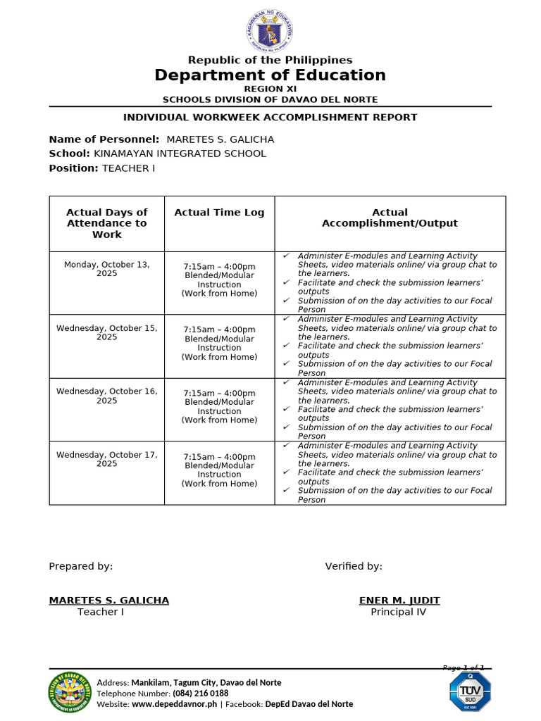 Accomplishment Report Sample | PDF | Learning