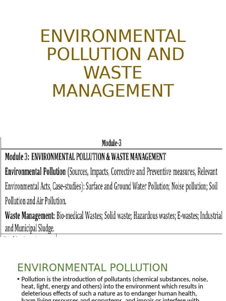 ENVIRONMENTAL Pollution and Waste Management | PDF | Water Pollution ...