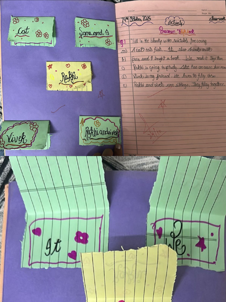 Activity Pronoun Flipbook and Adjective Collage | PDF