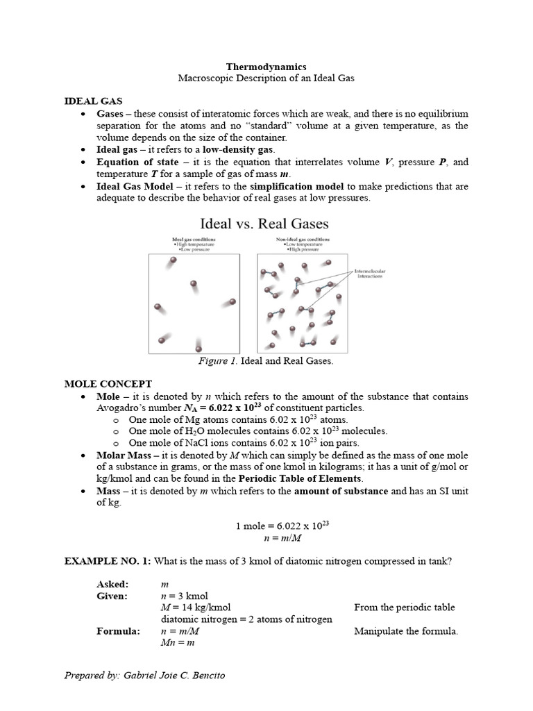 05 Macroscopic Description of An Ideal Gas | PDF | Mole (Unit) | Gases