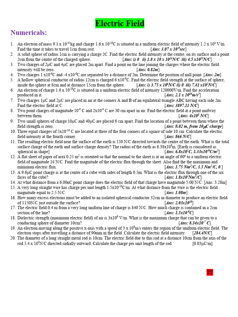 Elec Field | PDF | Electric Field | Sphere