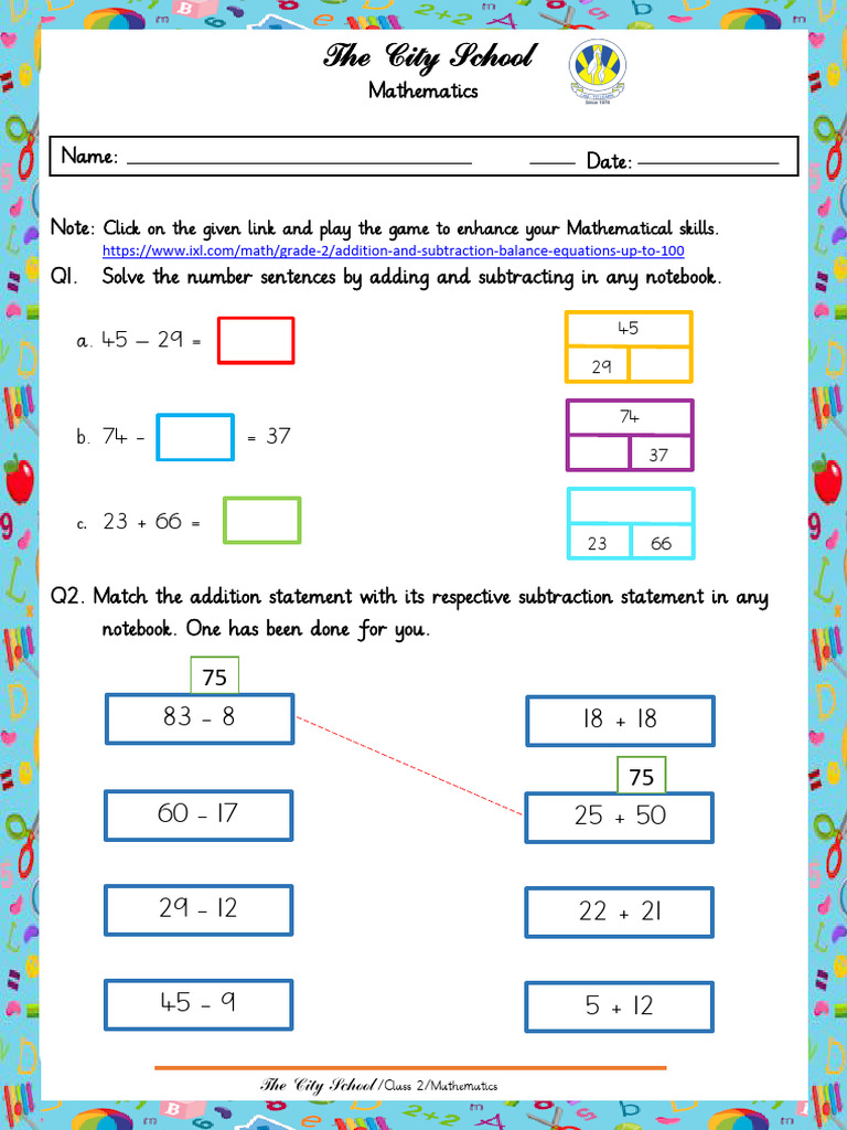 Class 2 Math: Addition & Subtraction Exercises | PDF