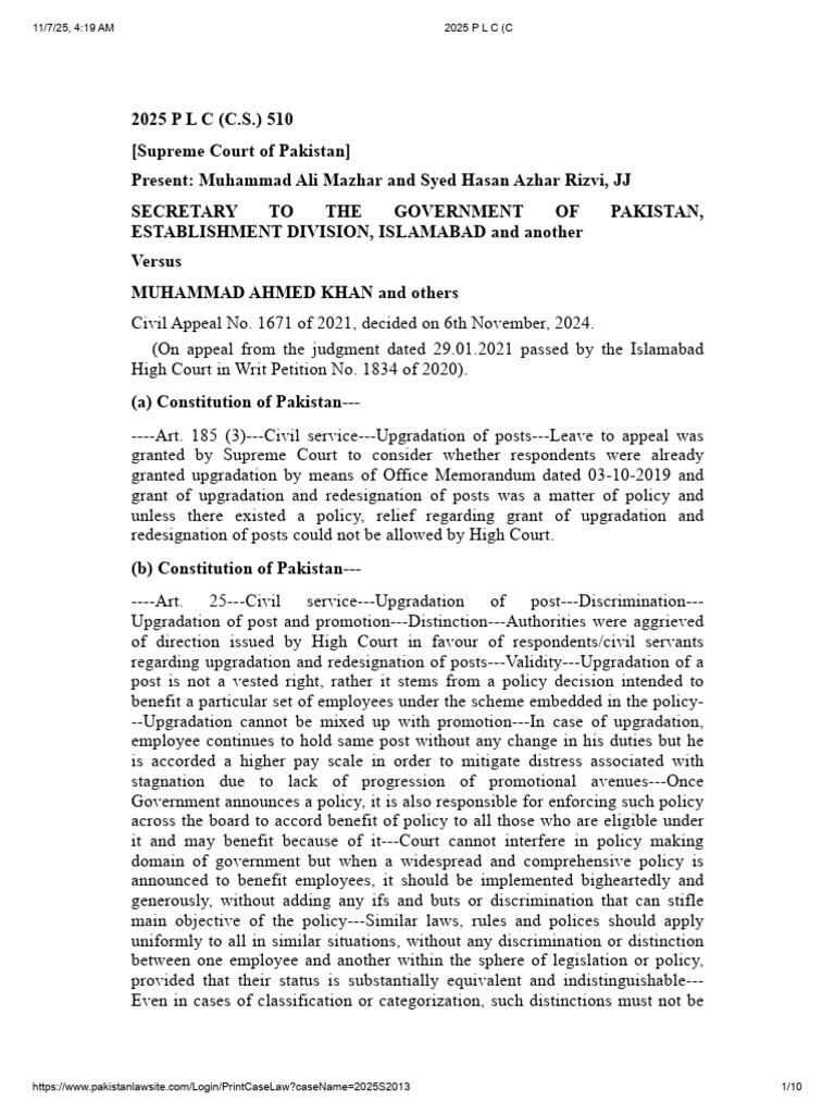 Supreme Court Ruling on Civil Service Upgradation | PDF ...