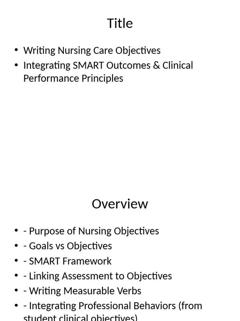 Writing SMART Nursing Care Objectives | PDF
