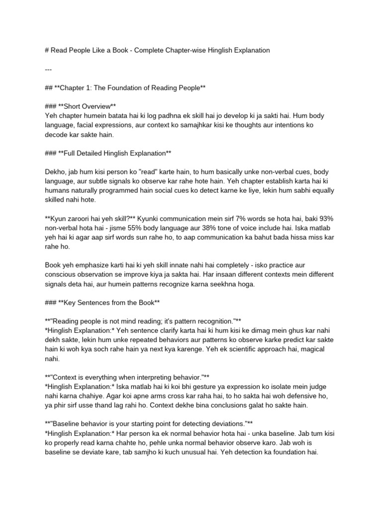 Hinglish Guide to Reading People Skills | PDF | Body Language ...