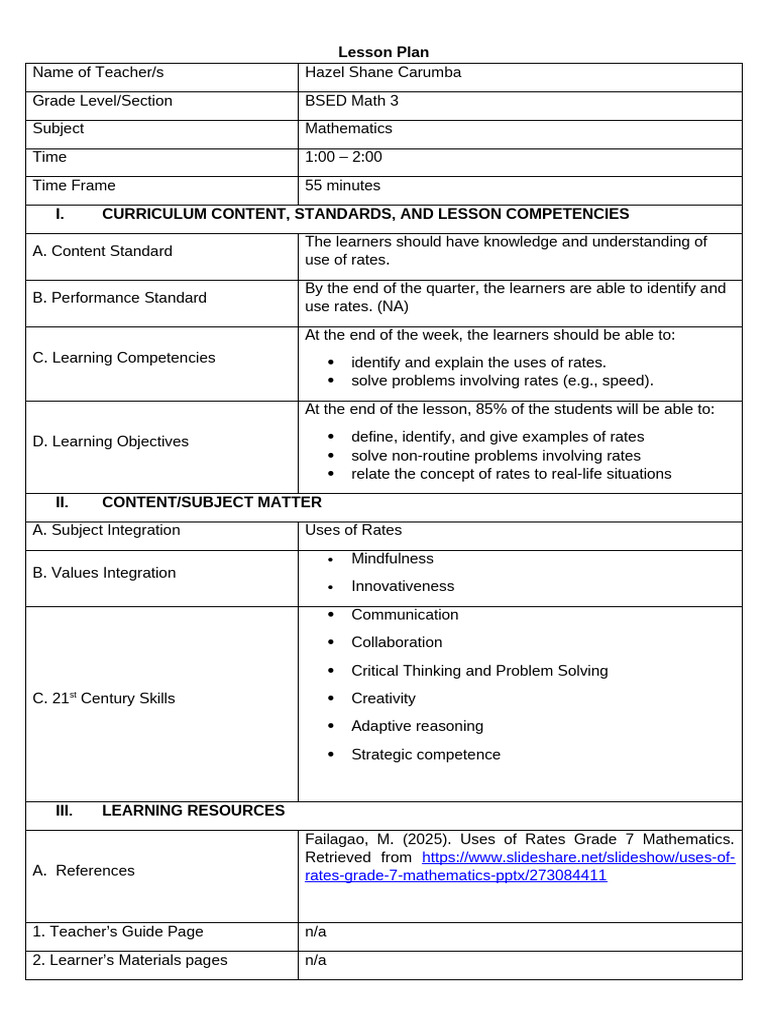 Matatag LP | PDF | Learning | Ratio