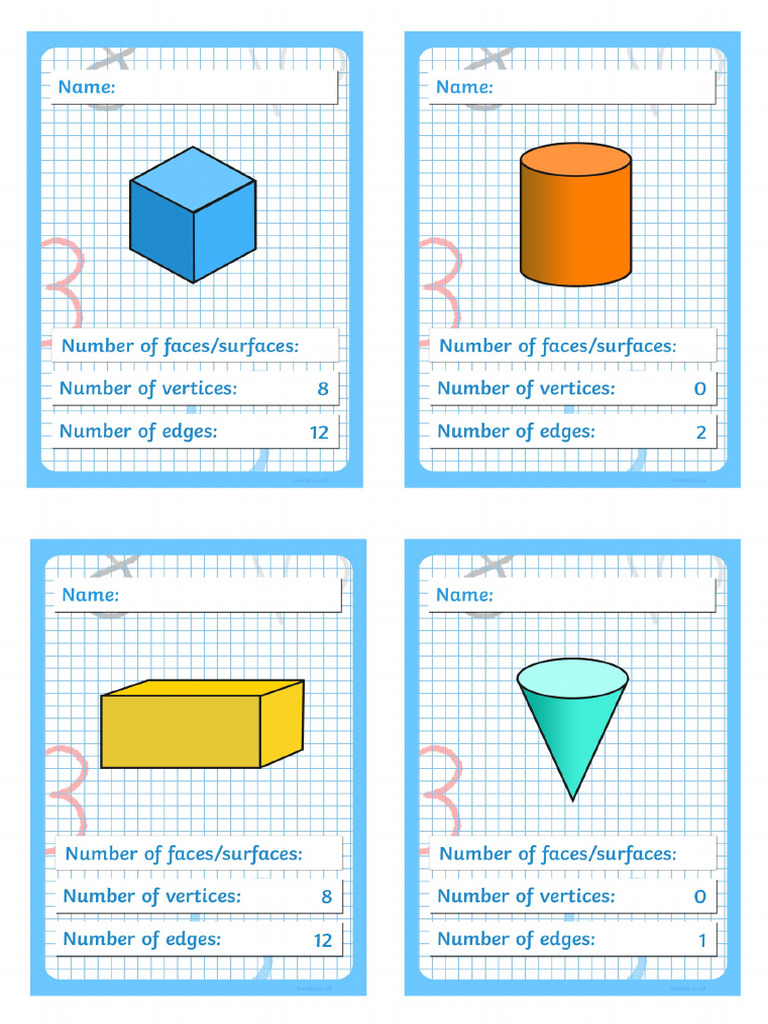 3D Shapes Cards | PDF