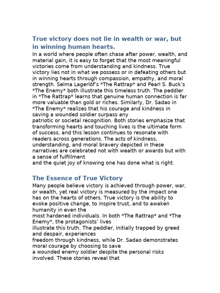 True Victory Essay BookAntiqua Spaced | PDF | Compassion | Empathy