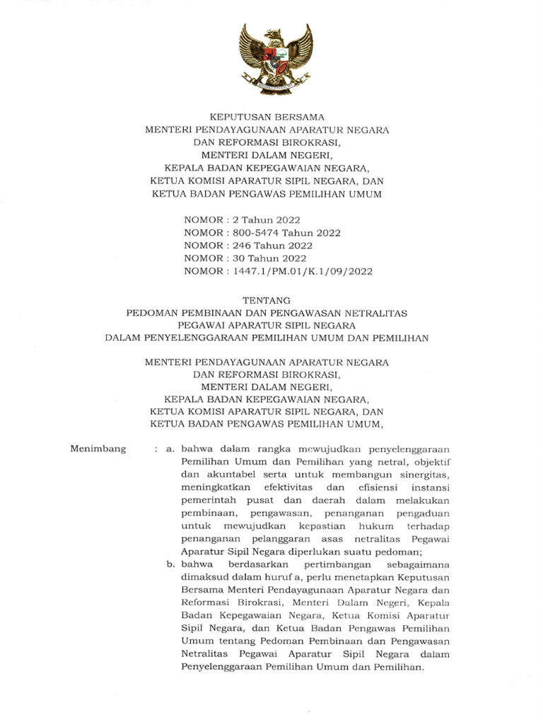 Salinan SKB Netralitas Asn | PDF