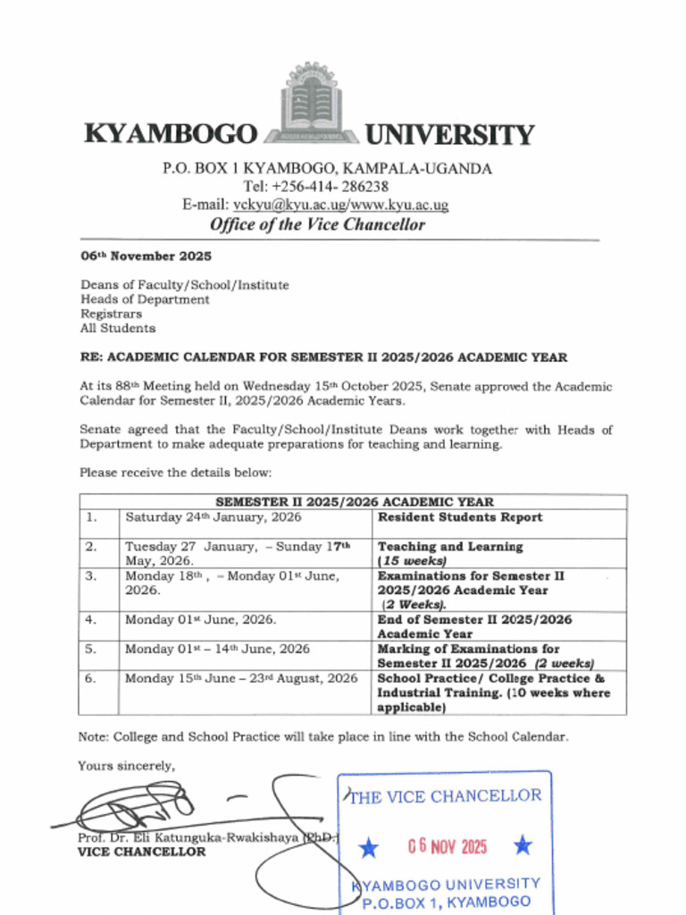 Academic Calendar For Semester II | PDF