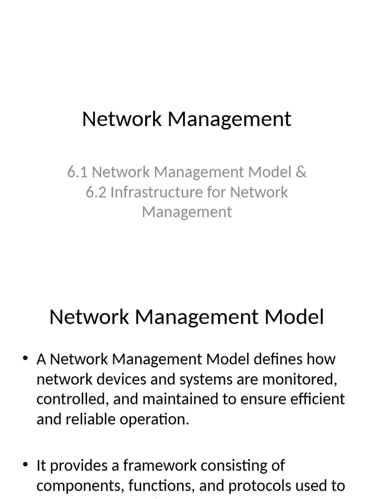 Network Management Model and Infrastructure | PDF