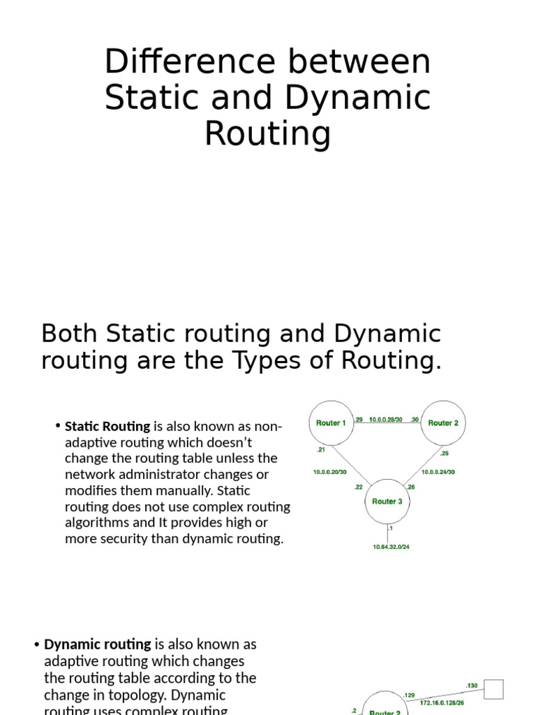 Difference Between Static and Dynamic Routing 1 | PDF