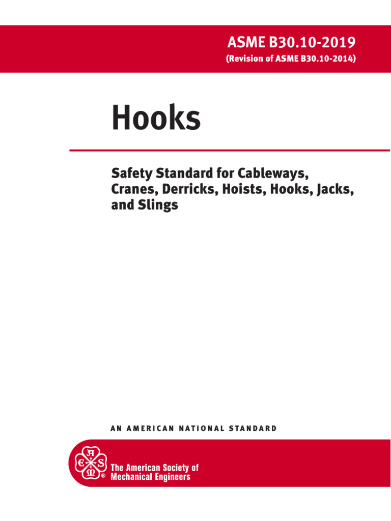 ASME B30.10-2019 Hooks Safety Standard | PDF | Crane (Machine)