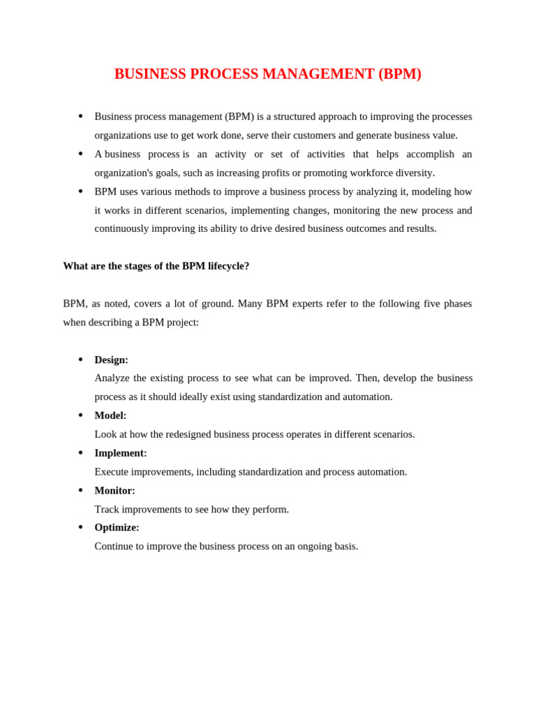 Business Process Management (BPM) : What Are The Stages of The BPM ...