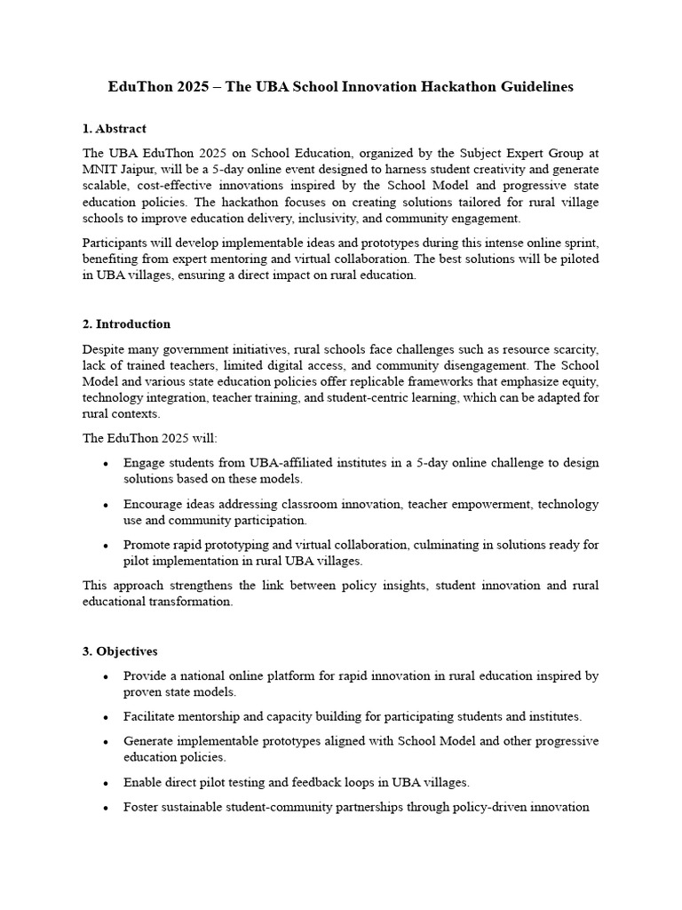 EduThon 2025 Hackathon Guidelines | PDF | Artificial Intelligence | Intelligence (AI) & Semantics