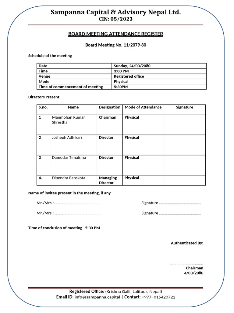 BOD Attendance | PDF