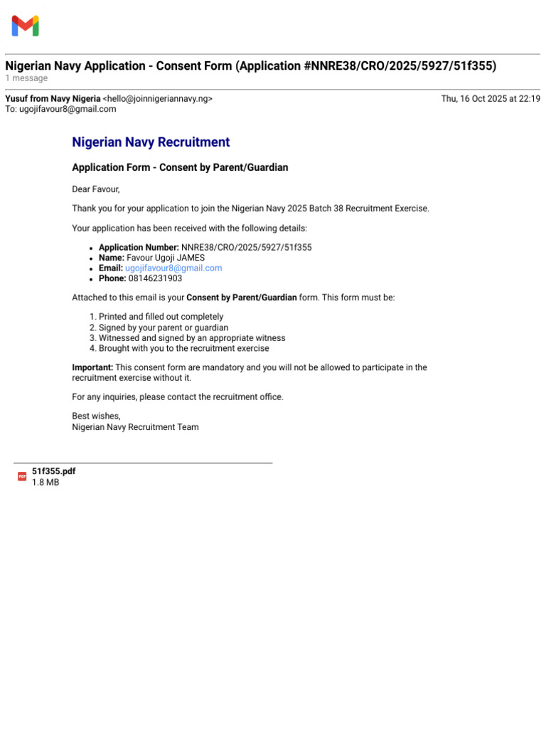 Gmail - Nigerian Navy Application - Consent Form (Application #NNRE38 ...