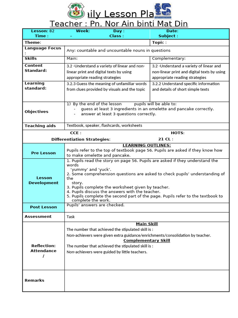 Lesson Plan Y3 11 August | PDF | Lesson Plan | Reading Comprehension