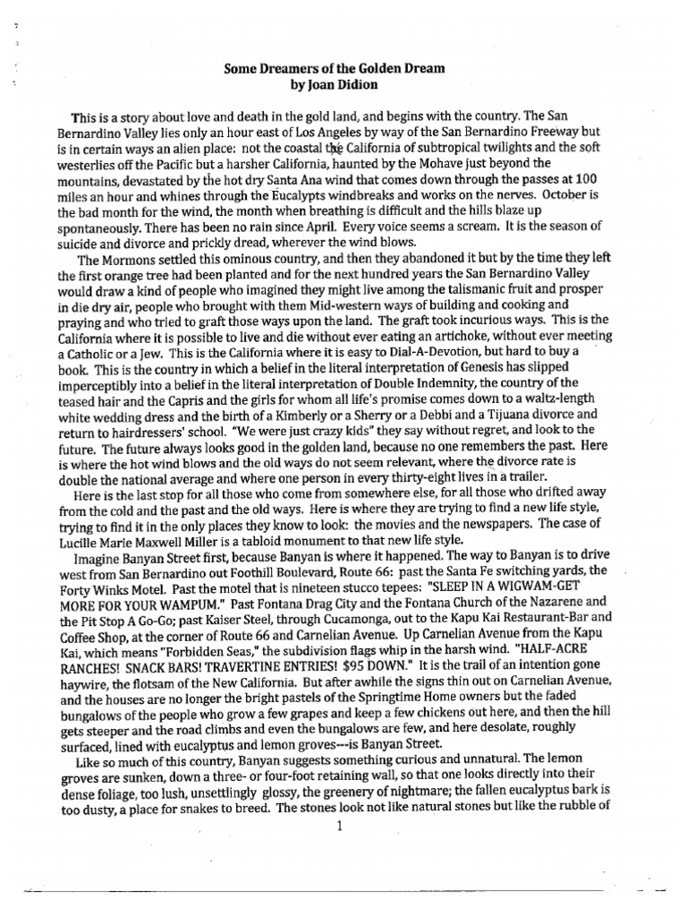 Some Dreamers of The Golden Dream | PDF