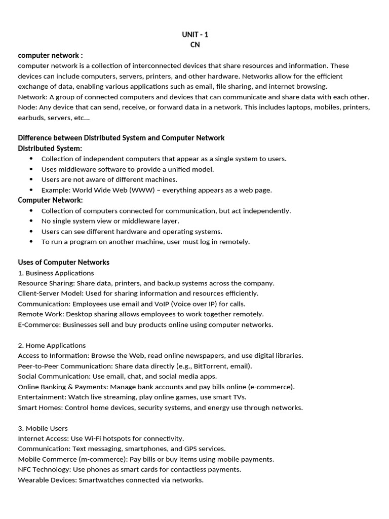 Cn Notes Unit 1 074402 Pdf Computer Network Osi Model