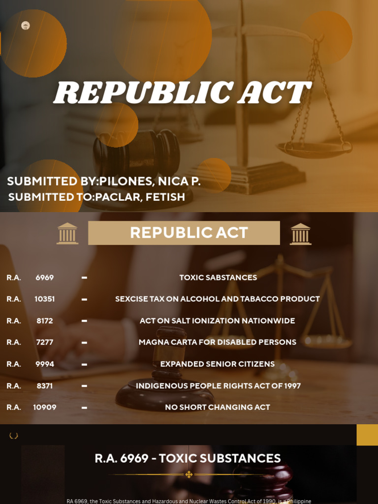 Overview of Key Philippine Republic Acts | PDF | Waste Management | Taxes