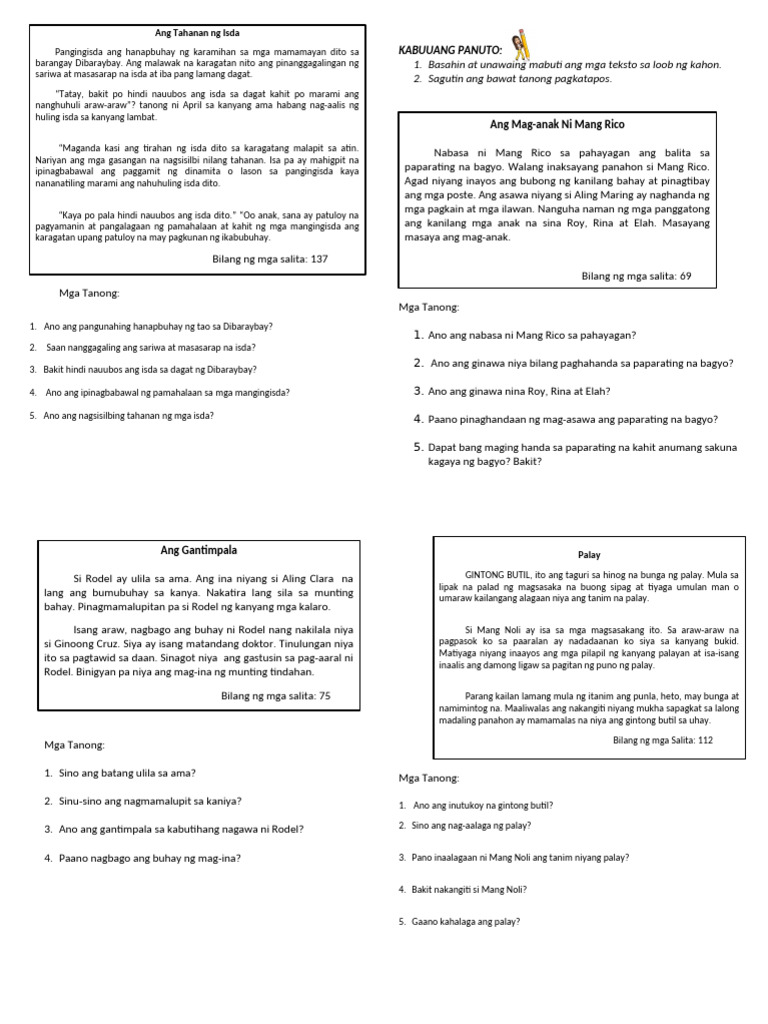 Filipino Reading Booklet | PDF