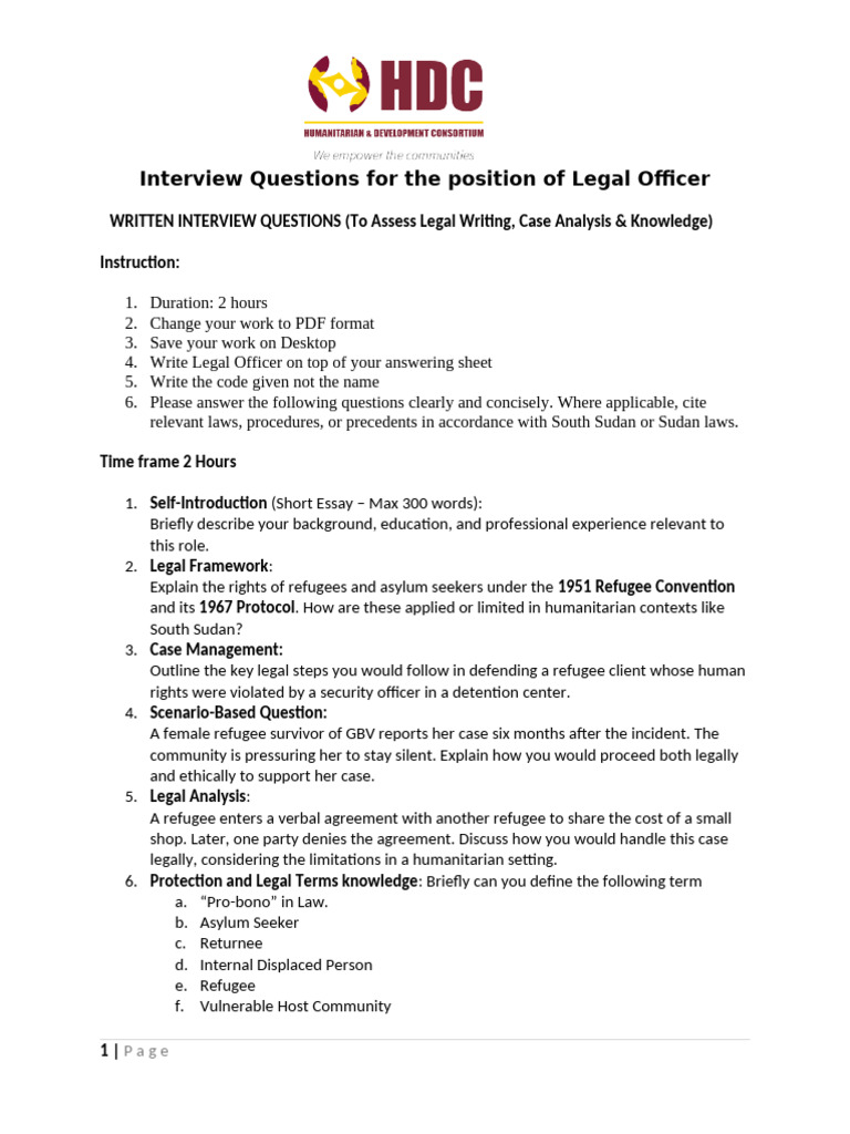 Legal Officer Interview Questions Guide | PDF